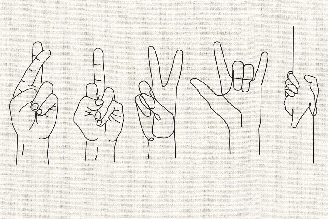 5 Middle Finger Embroidery Design,good Luck Hands,rock Hands - Etsy