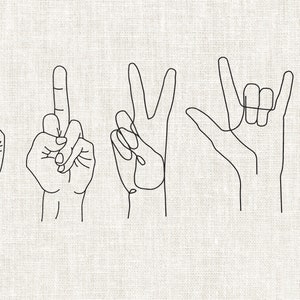 5 Middle Finger Embroidery Design,good Luck Hands,rock Hands - Etsy