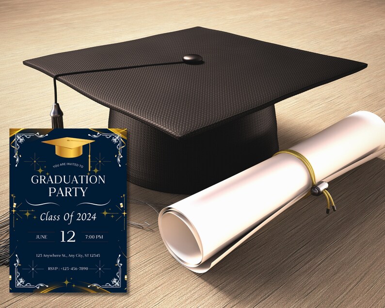 Graduation Invitation 2024 Card, Graduation Party Digital Invite, Text ...