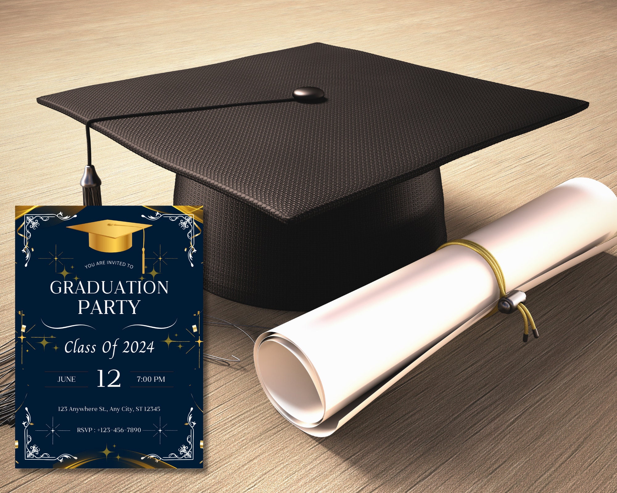 Graduation Invitation 2024 Card, Graduation Party Digital Invite, Text ...