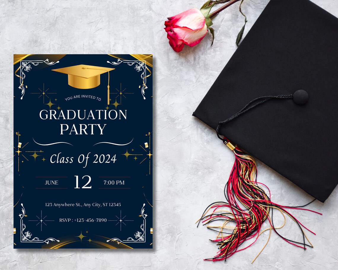 Graduation Invitation 2024 Card, Graduation Party Digital Invite, Text ...