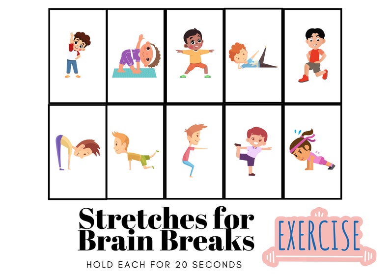 Printable Exercise Cut Outs for Kids Fitness Activity Card PE Classroom ...