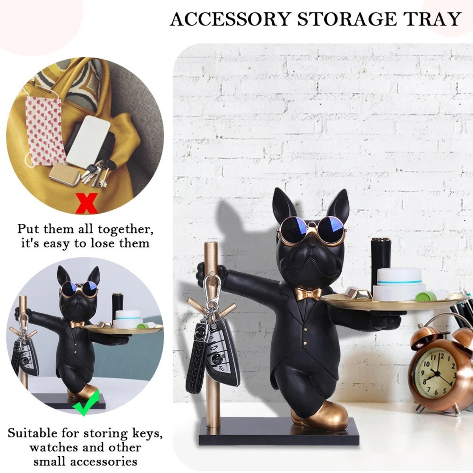 French Bulldog Butler Sculpture: Cool Nordic Resin Animal Ornament With ...