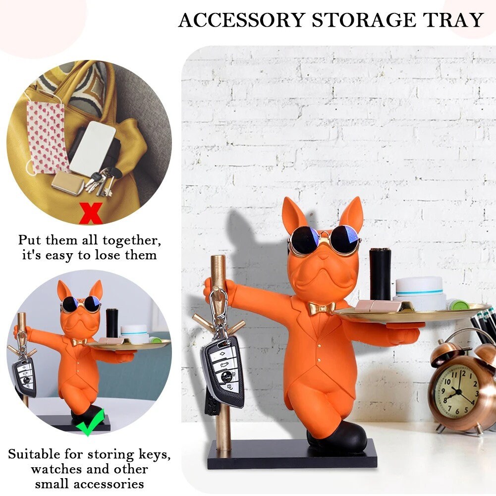 French Bulldog Butler Sculpture: Cool Nordic Resin Animal Ornament With ...