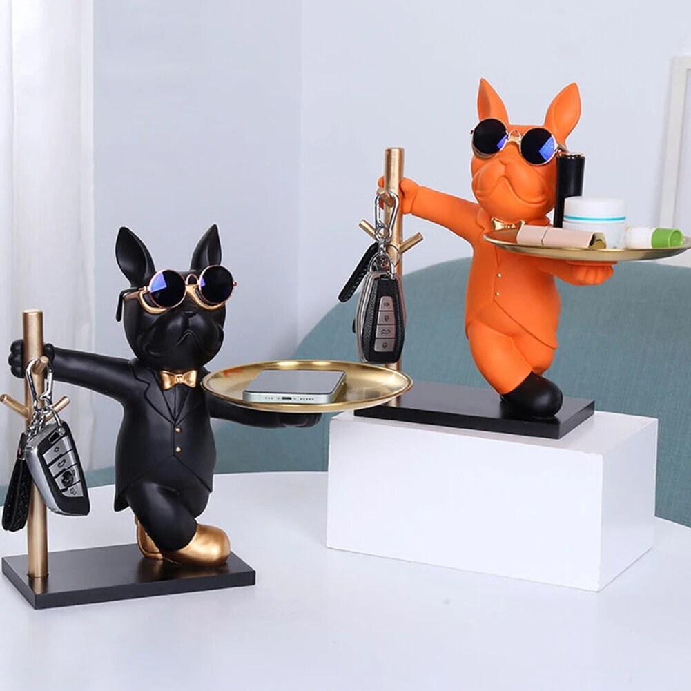 French Bulldog Butler Sculpture: Cool Nordic Resin Animal Ornament With ...