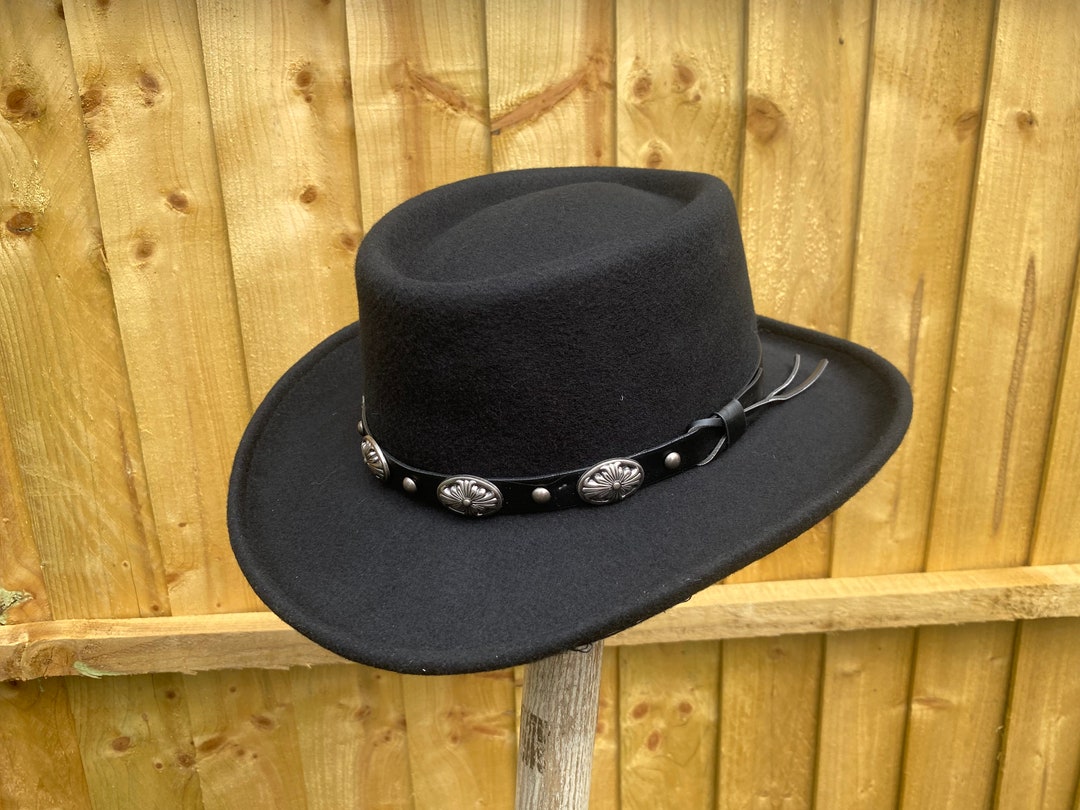 COWBOY Hat Crushable 100% Premium Wool Felt Gambler Hat With - Etsy