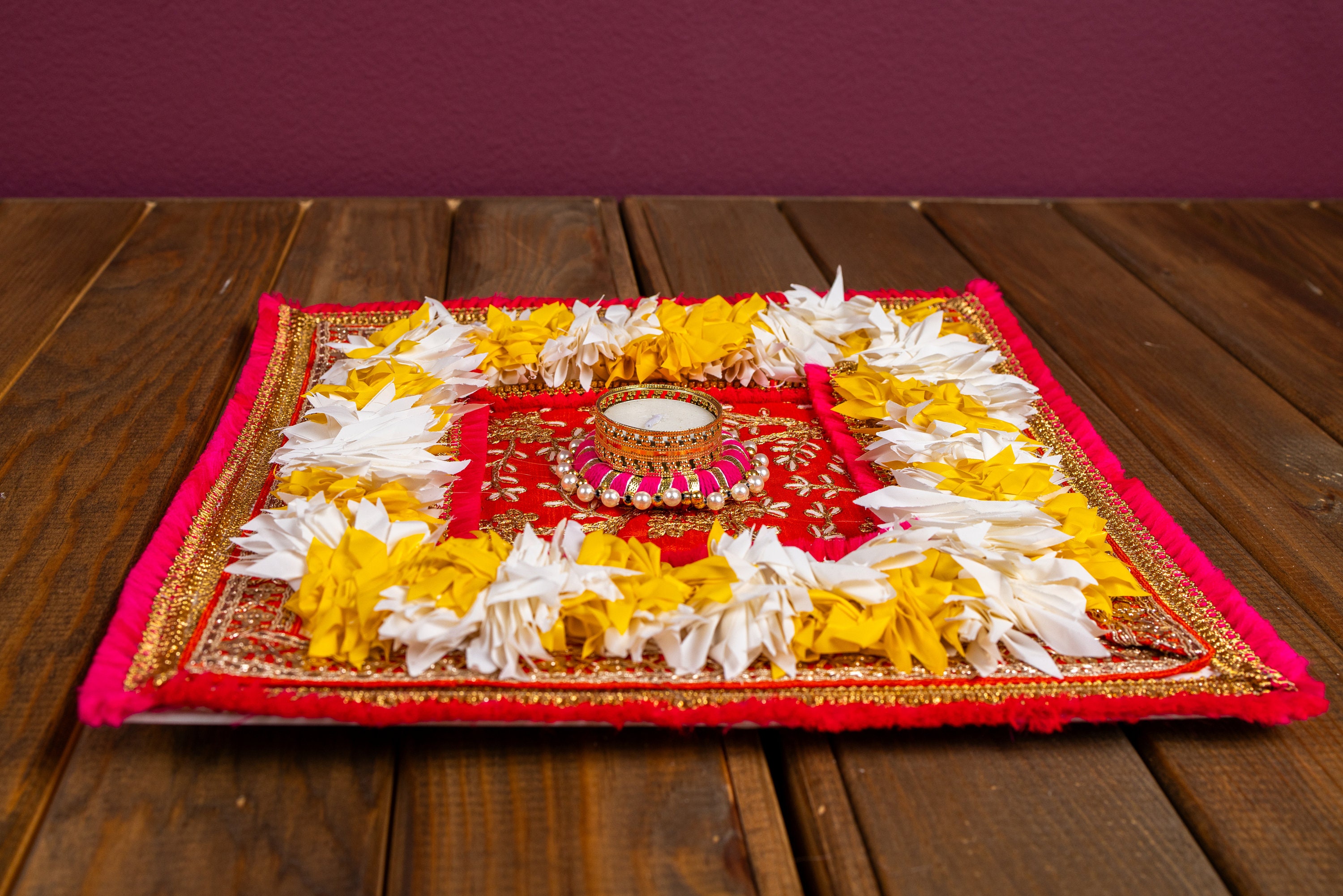 Zari Rangoli Mat, Flower Rangoli for Diwali, Rangoli Decoration, Pooja ...