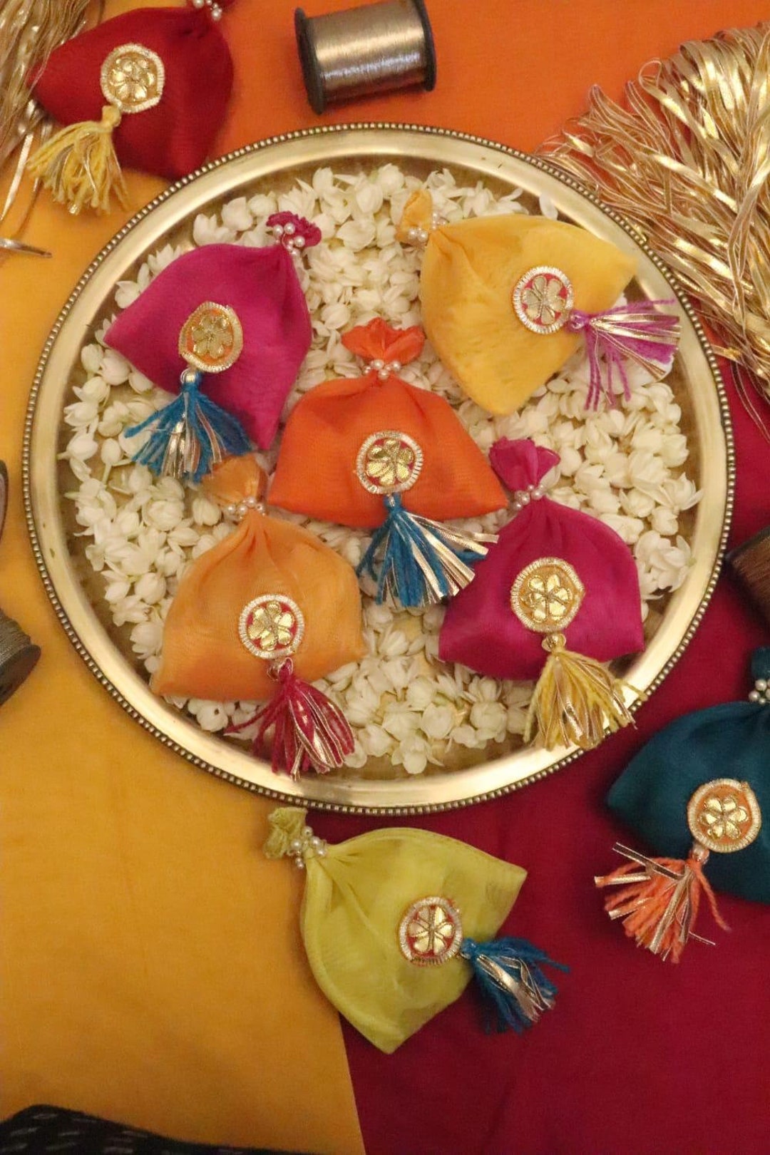 Organza Potlis, Potli Bags for Wedding Favors, Dryfruit Potli Bag ...