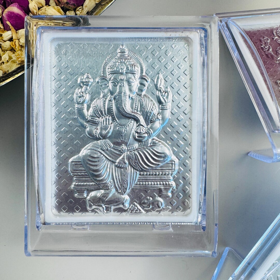 999 Pure Silver Ganesha Frame, Pooja Return Gifts, Housewarming Return ...