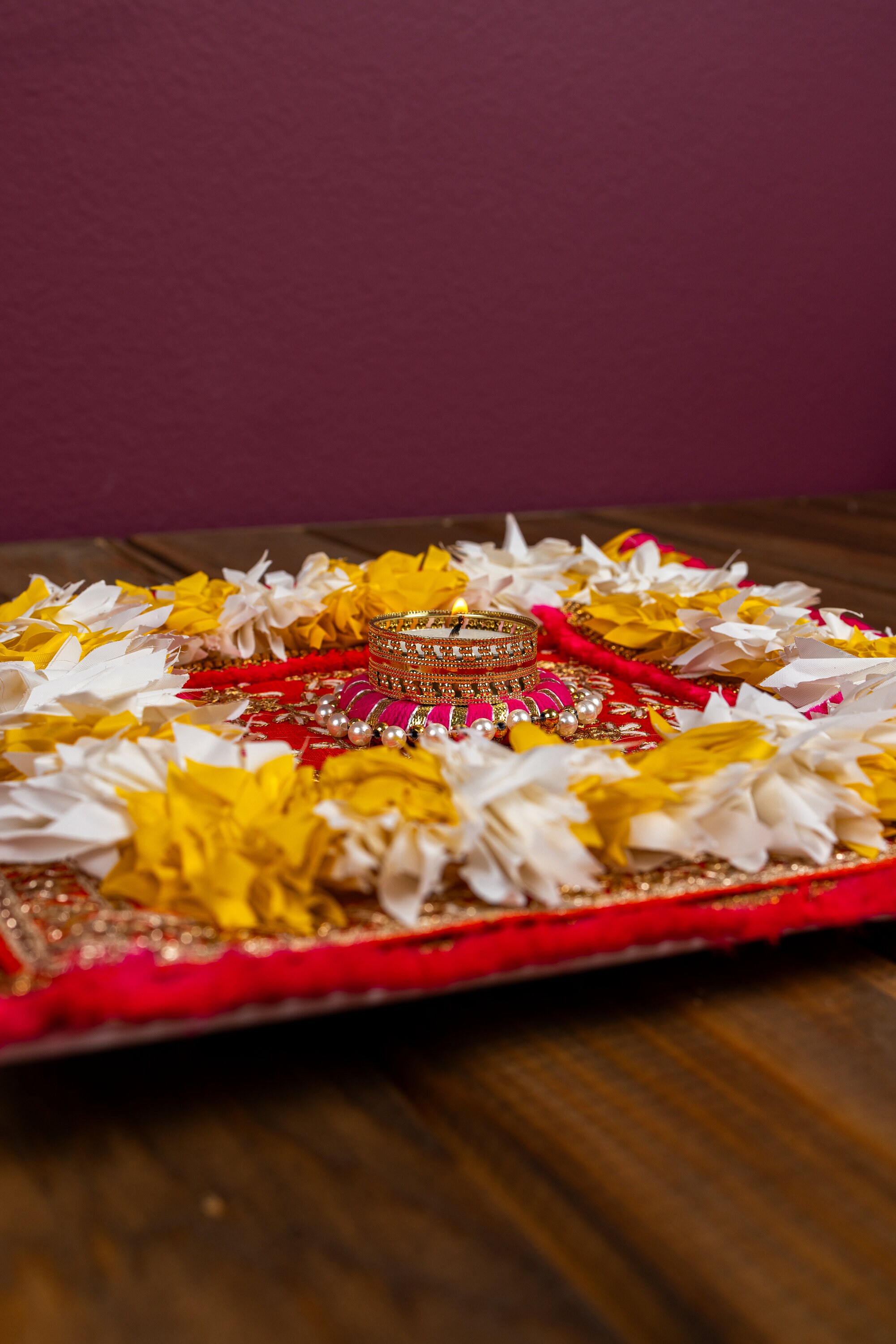 Zari Rangoli Mat, Flower Rangoli for Diwali, Rangoli Decoration, Pooja ...