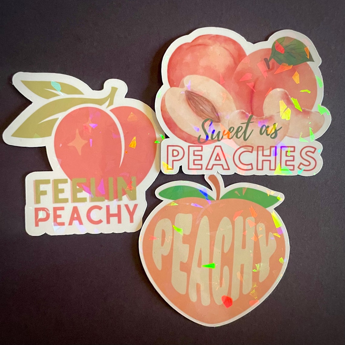 Peaches Sticker Pack, Peachy, Holographic Peach Stickers - Etsy