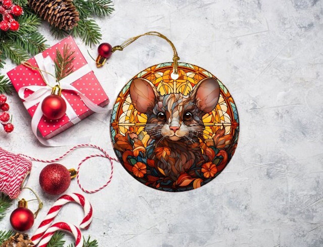Stained Glass Mouse Ornament Glass Christmas Ornament Mouse - Etsy