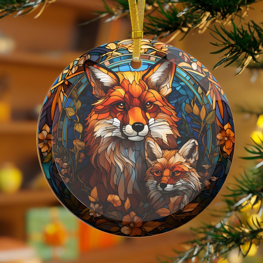 Stained Glass Fox Ornament, Glass Christmas Ornament, Fox Decor ...