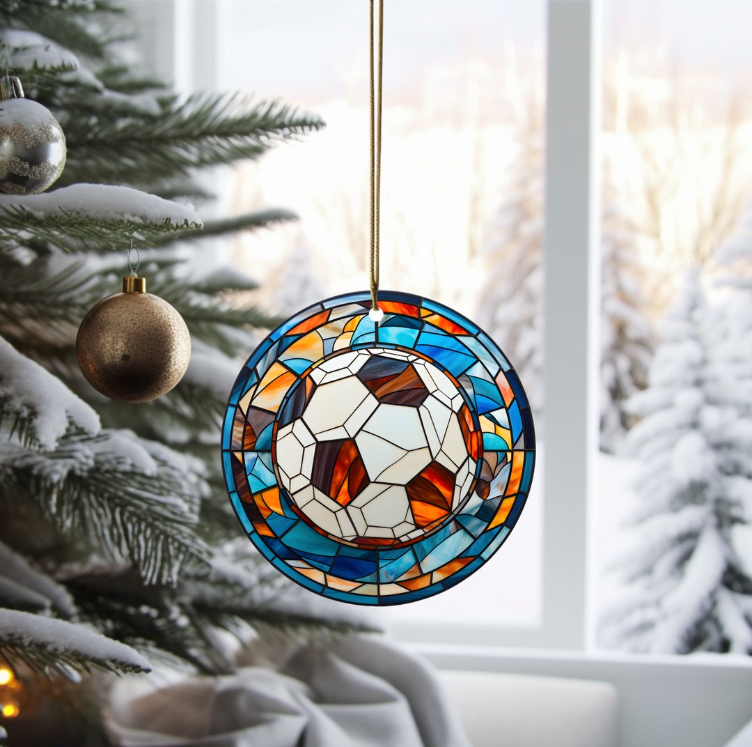 Stained Glass Soccer Ball Christmas Ornament, Gift for Soccer Player ...