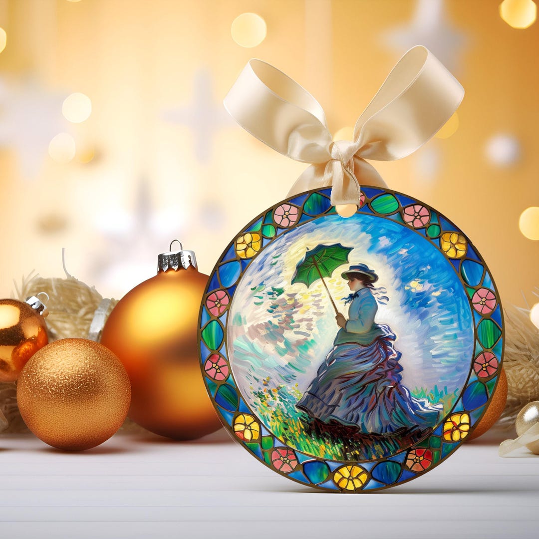 Stained Glass Claude Monet Ornament, Stained Glass Look Design, Claude ...