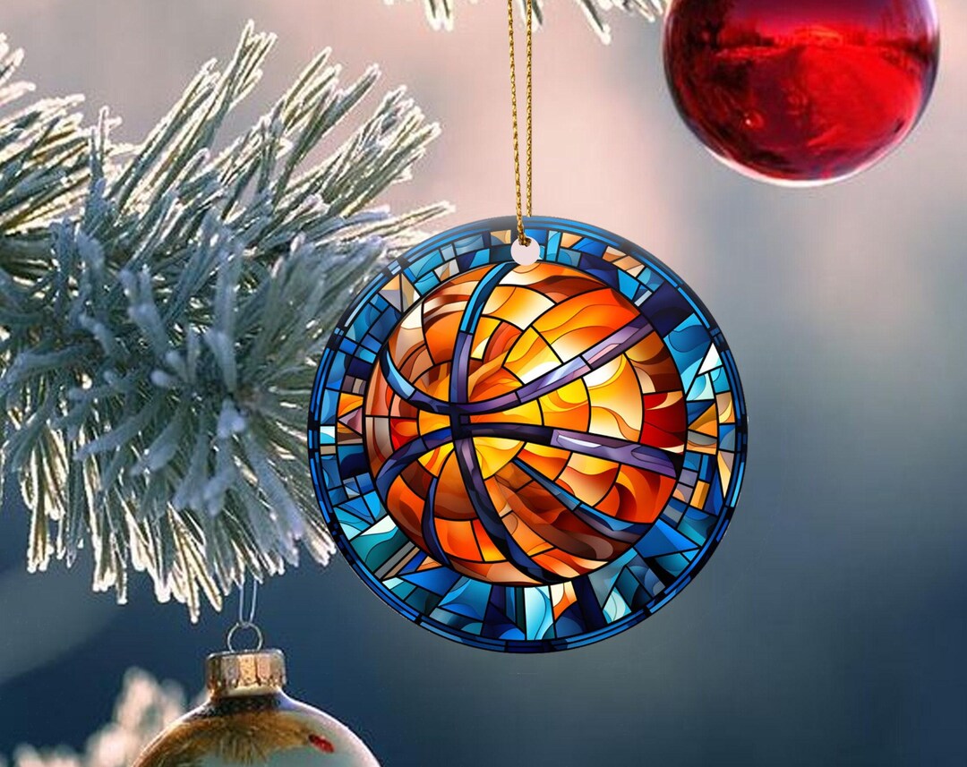 Stained Glass Basketball Christmas Ornament, Gift for Basketball Player ...