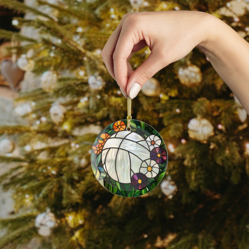 Stained Glass Volleyball Ornament, Stained Glass Look Design ...