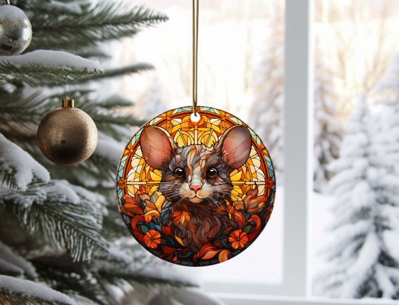 Stained Glass Mouse Ornament Glass Christmas Ornament Mouse - Etsy