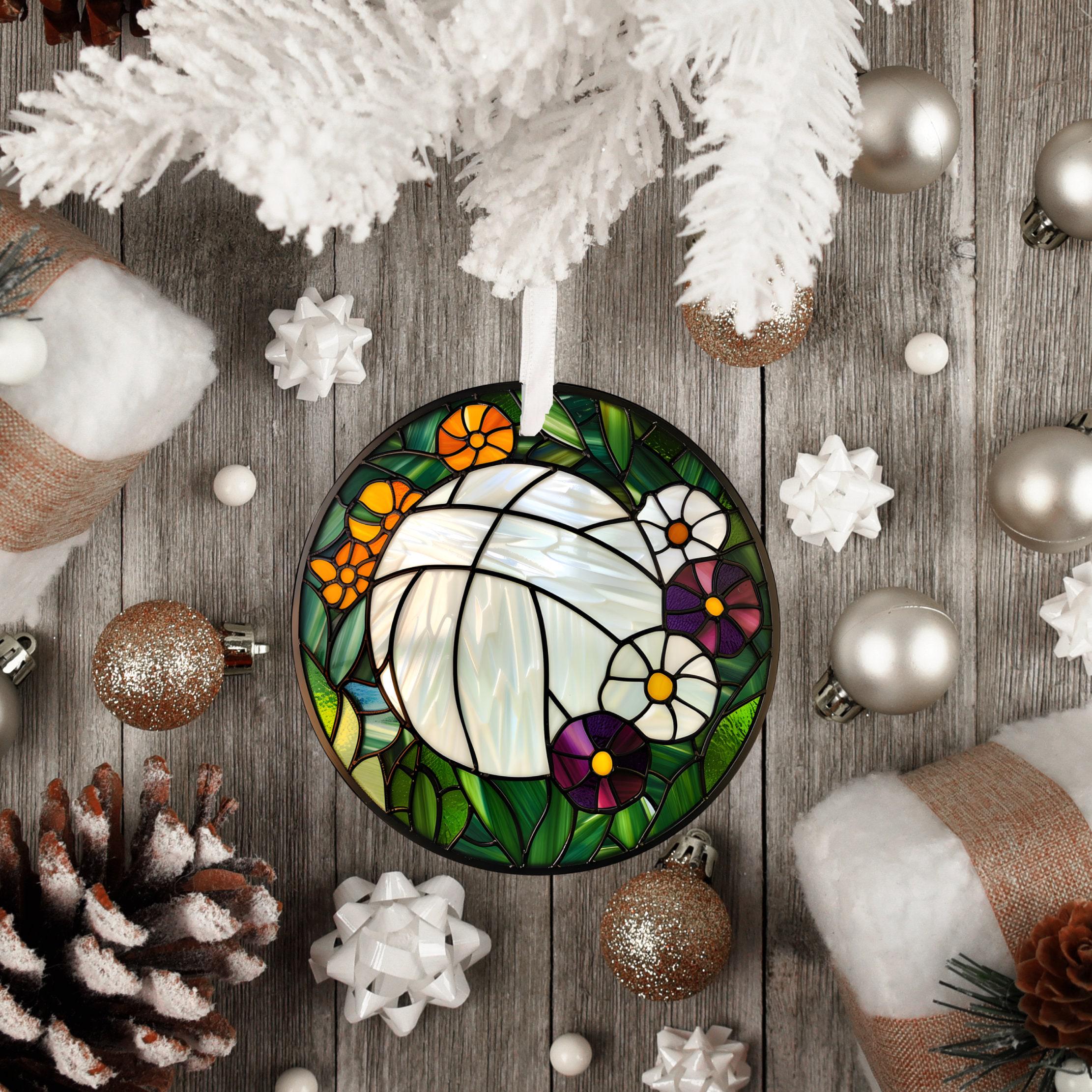 Stained Glass Volleyball Ornament, Stained Glass Look Design ...