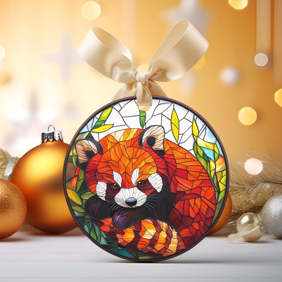 Stained Glass Red Panda Christmas Ornament, Kids Ornament Christmas ...