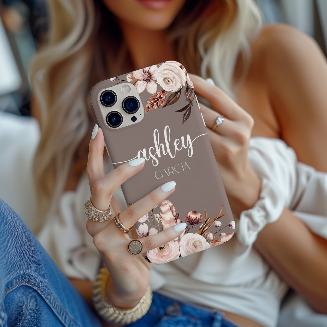 Personalized Floral iPhone 17 Case, Custom Flowers Case, Custom Name ...