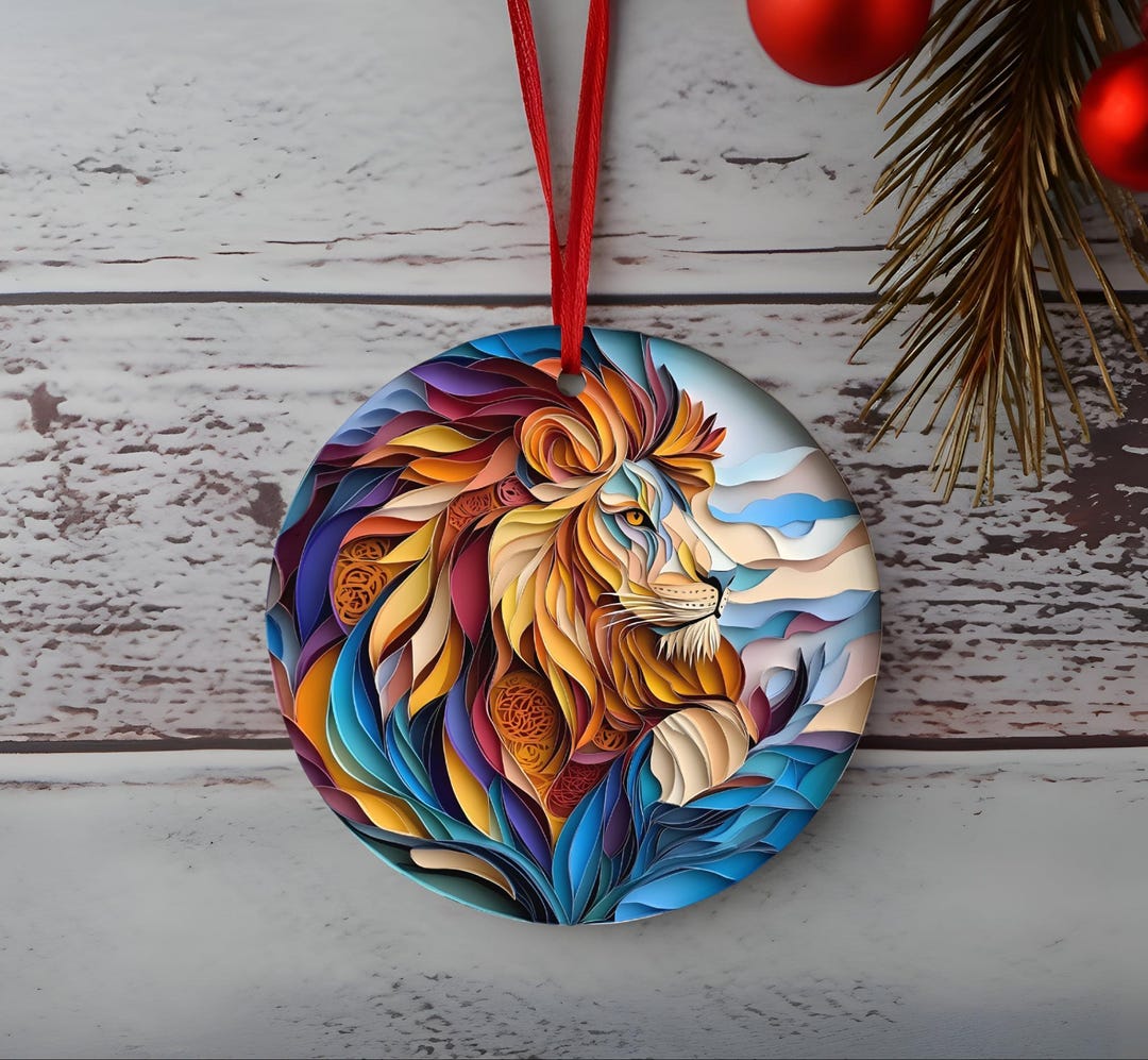 Glass Ornaments - 3D Lion Christmas Ornament, Gift for Lion Lovers and ...