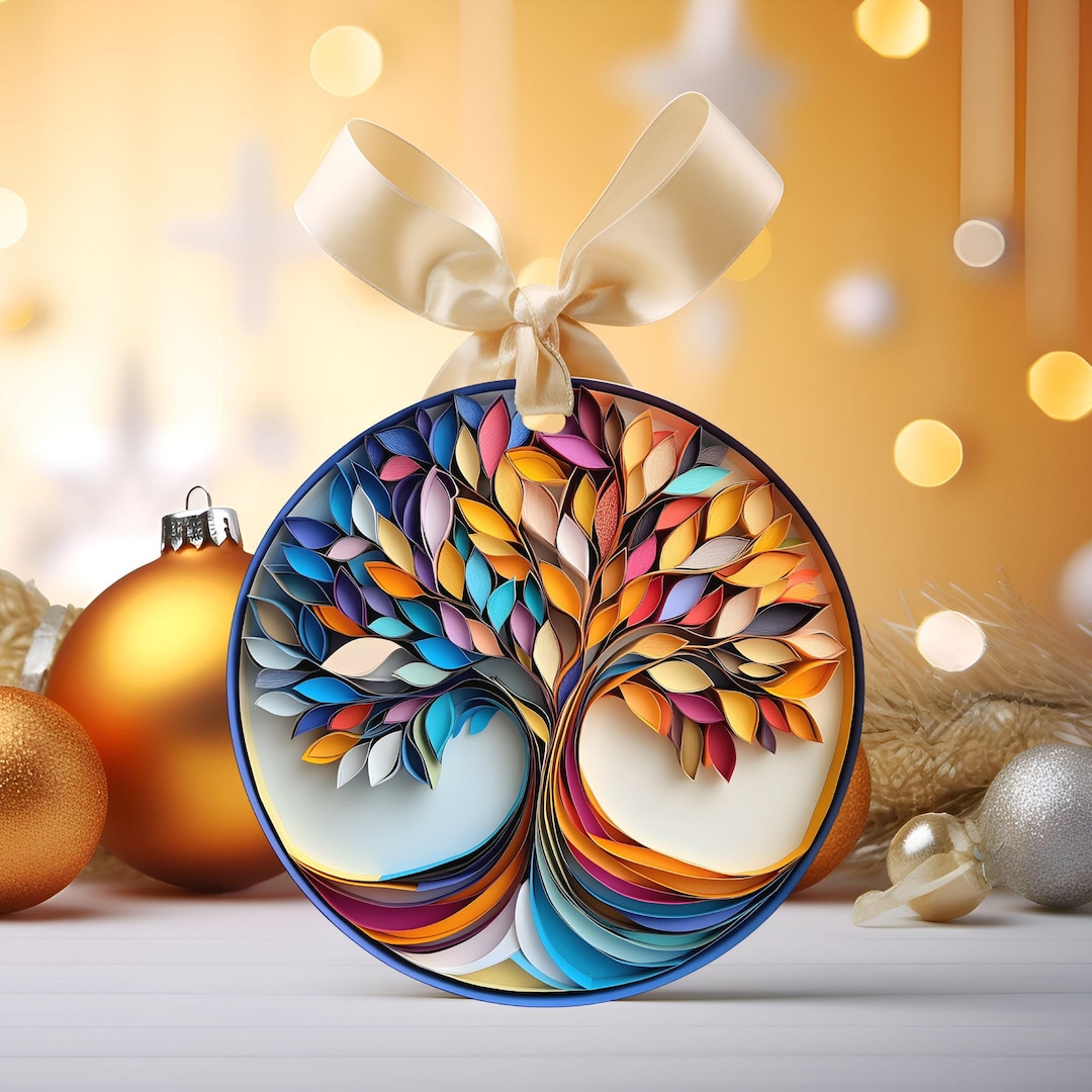 Glass Ornaments, Tree of Life Christmas Ornament, Colorful Holiday ...
