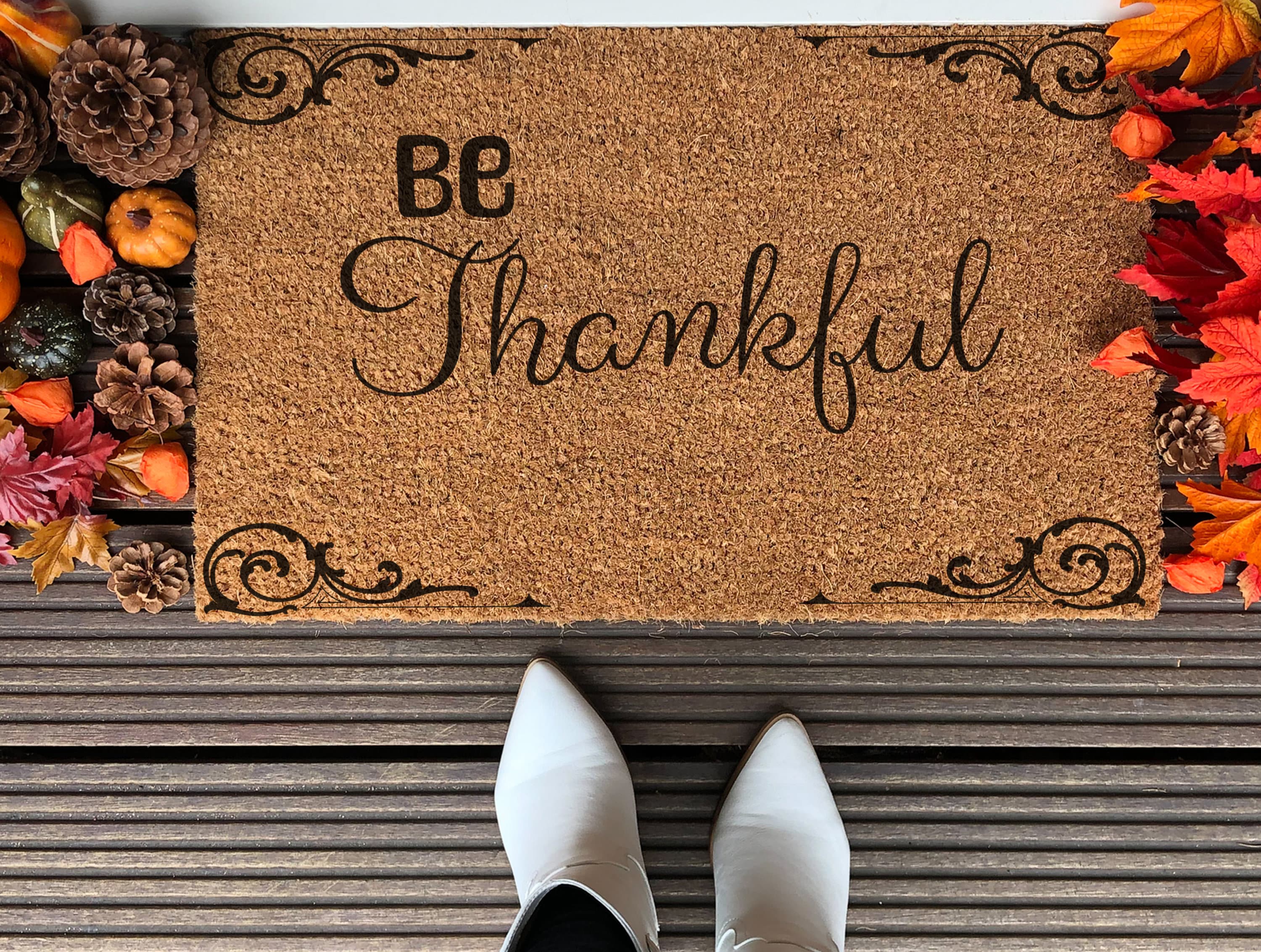 Happy Thanksgiving Door Mat | Pumpkin Fall Doormat | Welcome Mat | Fall ...