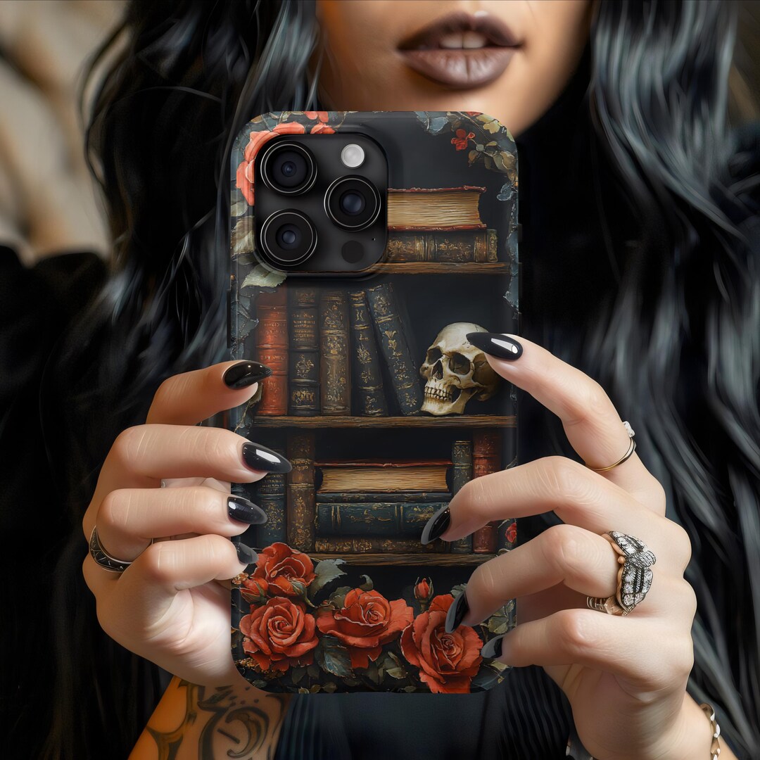 Dark Academia Goth Book Phone Case, Rose Gothic Bookish iPhone 16 15 14 ...