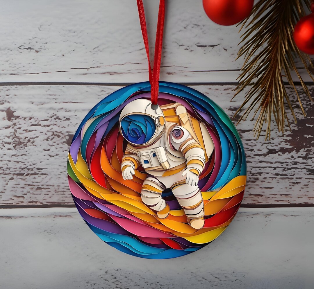 Glass Ornaments, 3D Astronaut Space Lover Christmas Gift, Holiday Tree ...