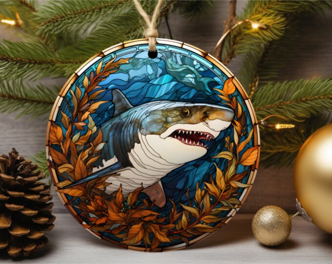 Suncatcher Stained Glass Window Hanging Garden Decor Shark Window ...