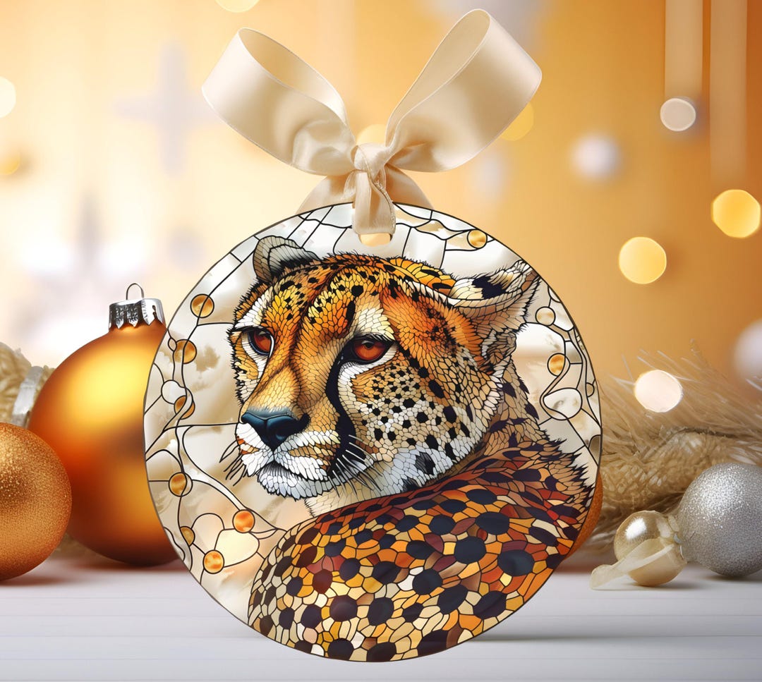 Stained Glass Cheetah Christmas Ornament, Kids Ornament Christmas ...
