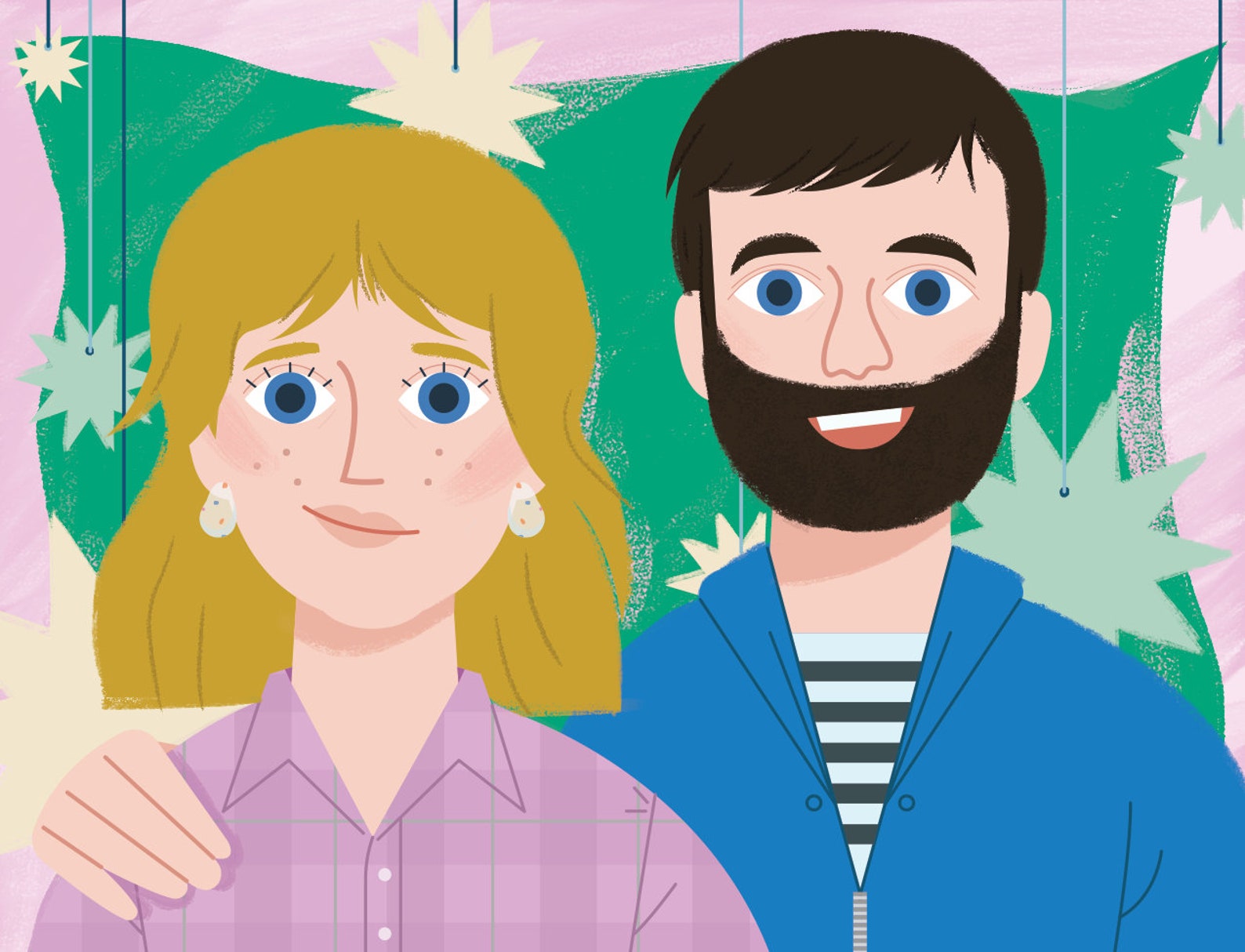 Lover's Portrait Illustration From Photos Anniversary - Etsy