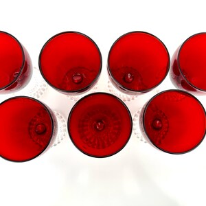 Vintage 1950s Ruby Red Water Goblets With Clear Hobnail Stem Set of 8 ...