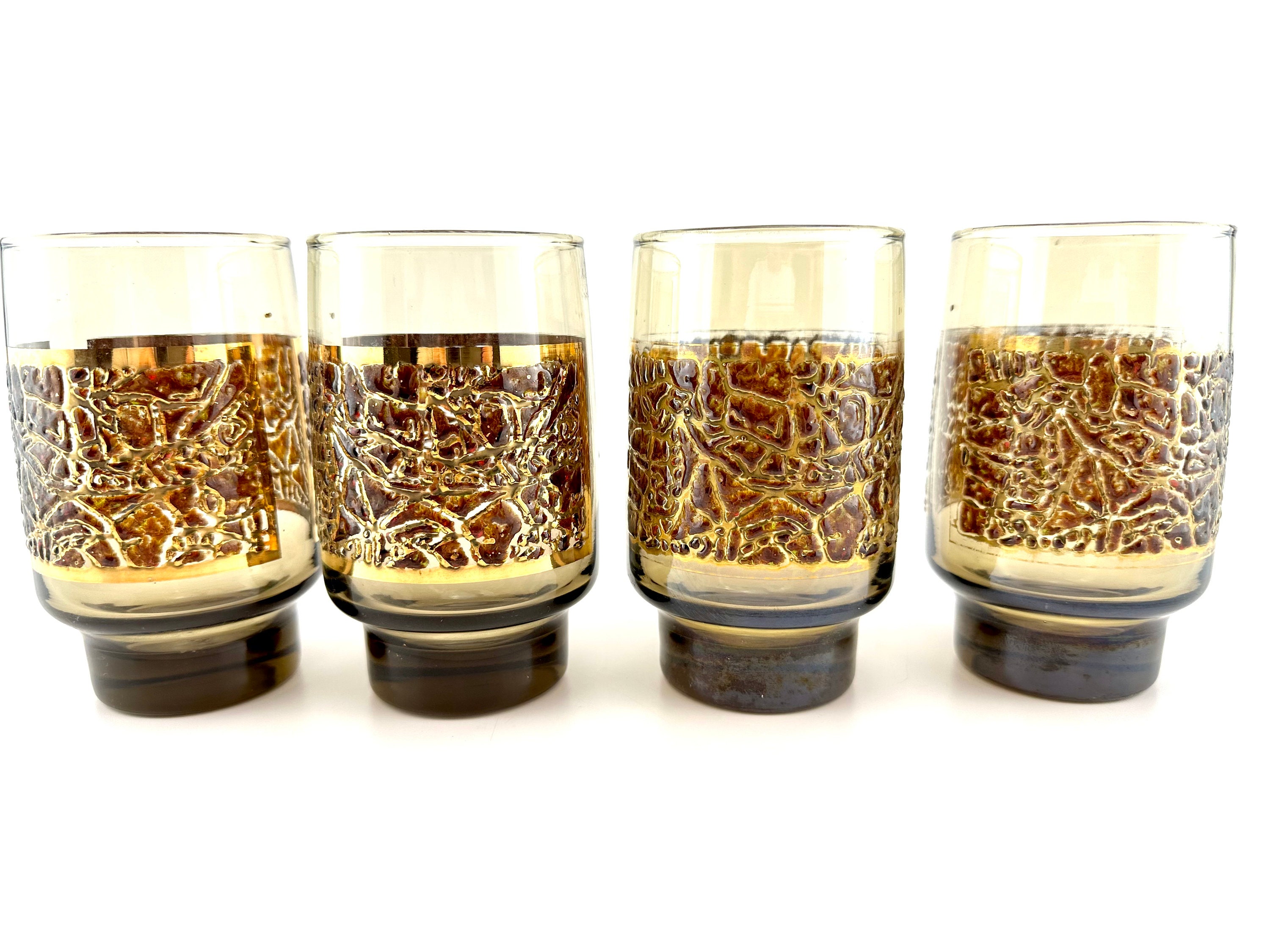 1960's MCM Vintage Art Deco Glass Cocktail Glassware, Set of 4, Mid ...