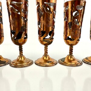 Vintage Cut Copper Hand Crafted Cordials, Rare Set of 7, Vintage ...