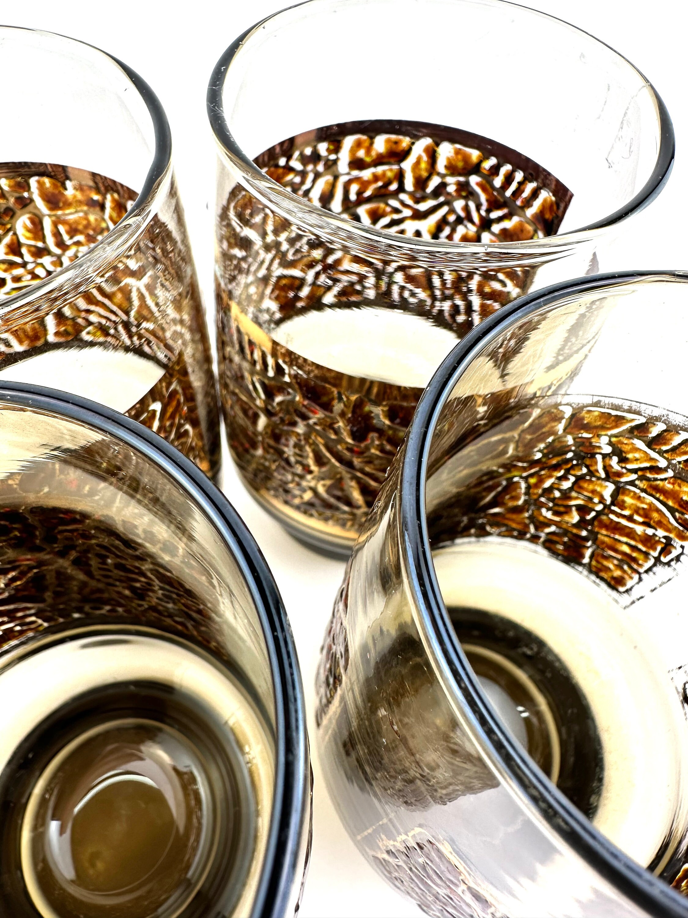 1960's MCM Vintage Art Deco Glass Cocktail Glassware, Set of 4, Mid ...