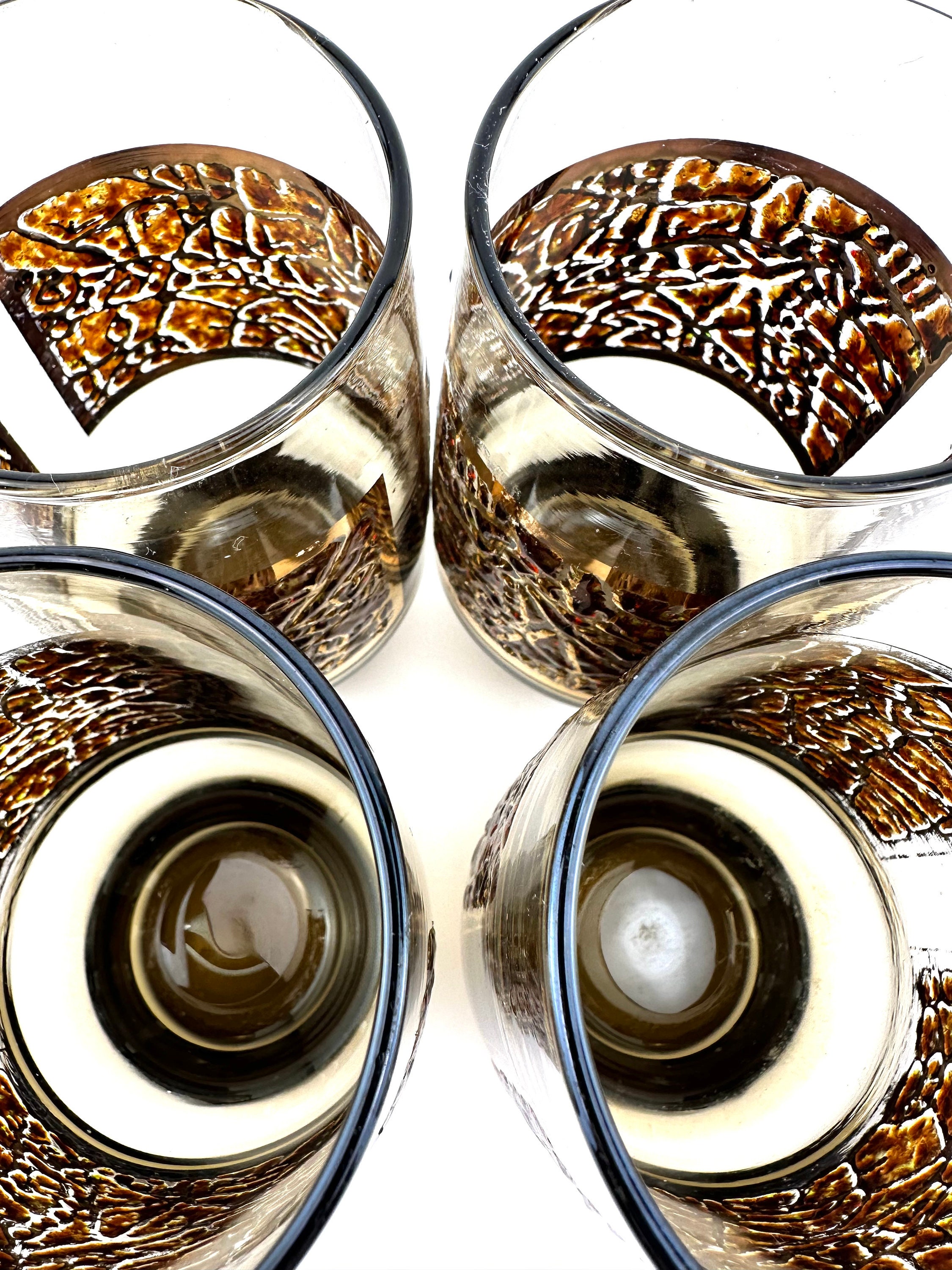 1960's MCM Vintage Art Deco Glass Cocktail Glassware, Set of 4, Mid ...