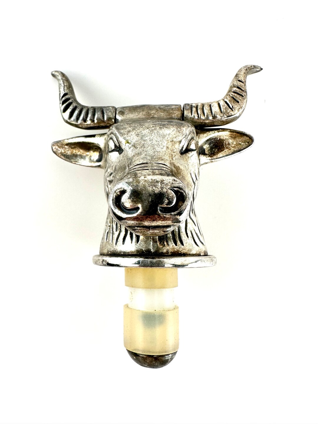 Vintage Neiman Marcus Silver Plate Bull Wine Bottle Stopper, Vintage ...