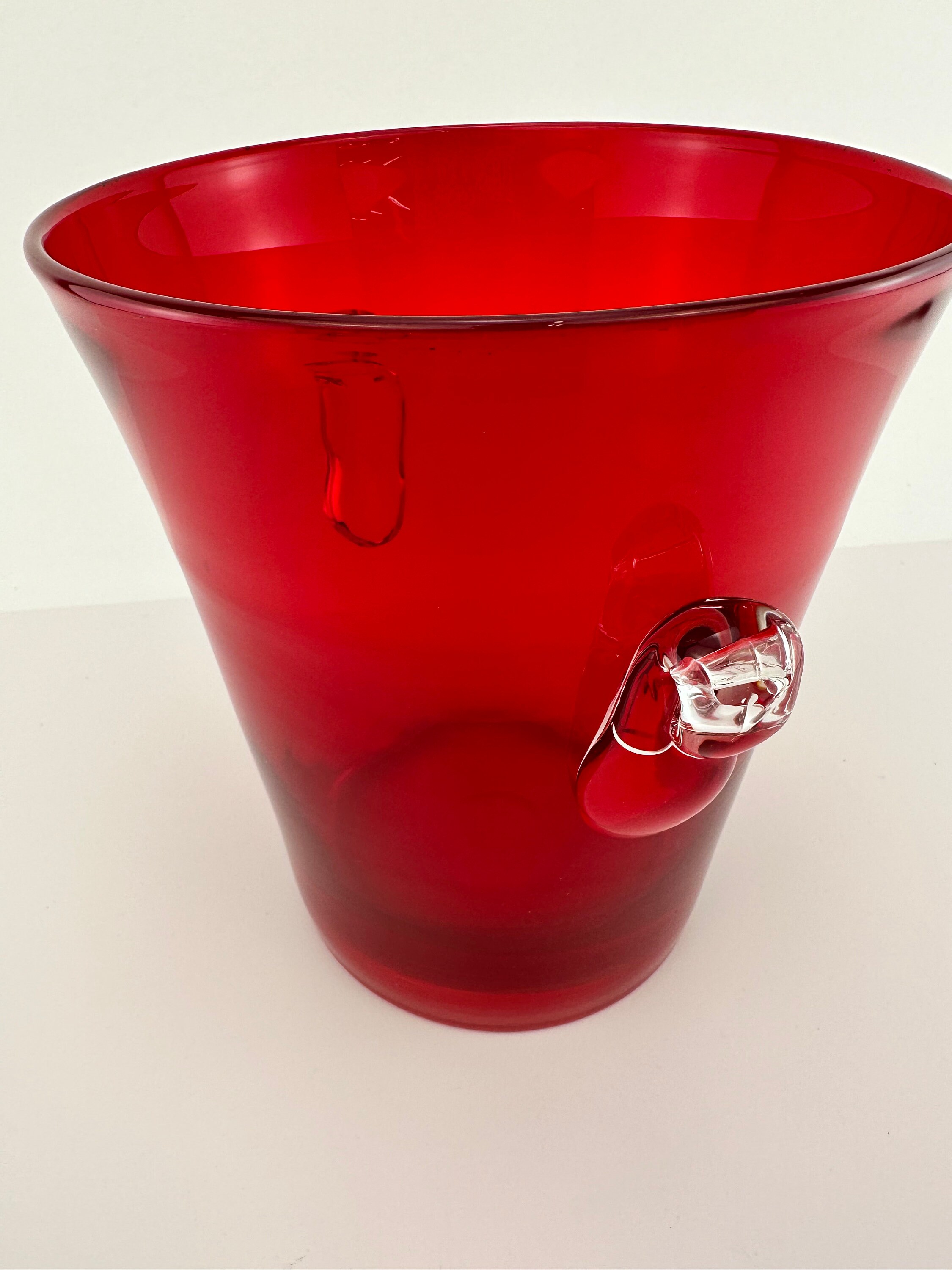 1970s Vintage Italian Glass Red Ice Bucket, Vintage Barware, Vintage ...