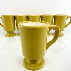 MCM Retro Thermo Plastic Yellow Coffee Mugs, Rare Set of 6, Vintage ...