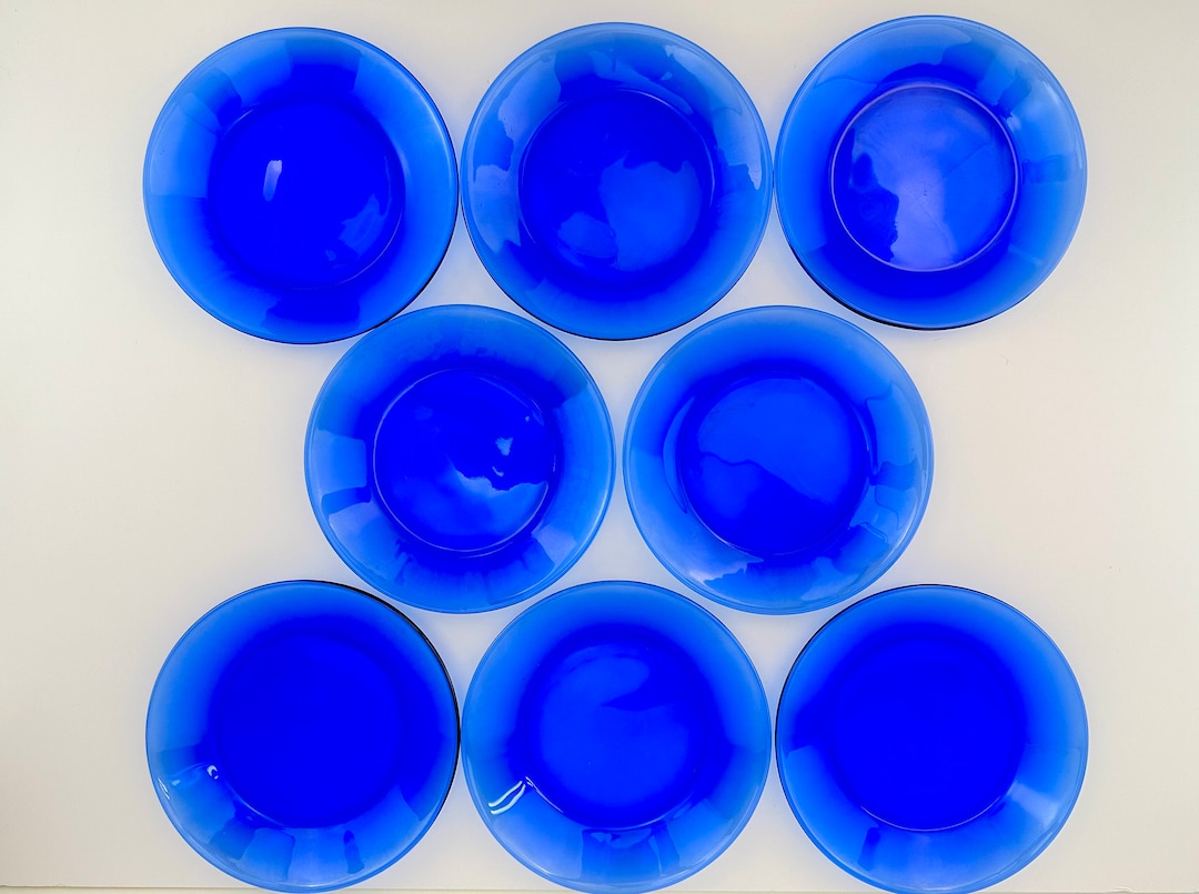 Vintage MCM Cobalt Blue Plates, Set of 9, Mid Century Party - Etsy