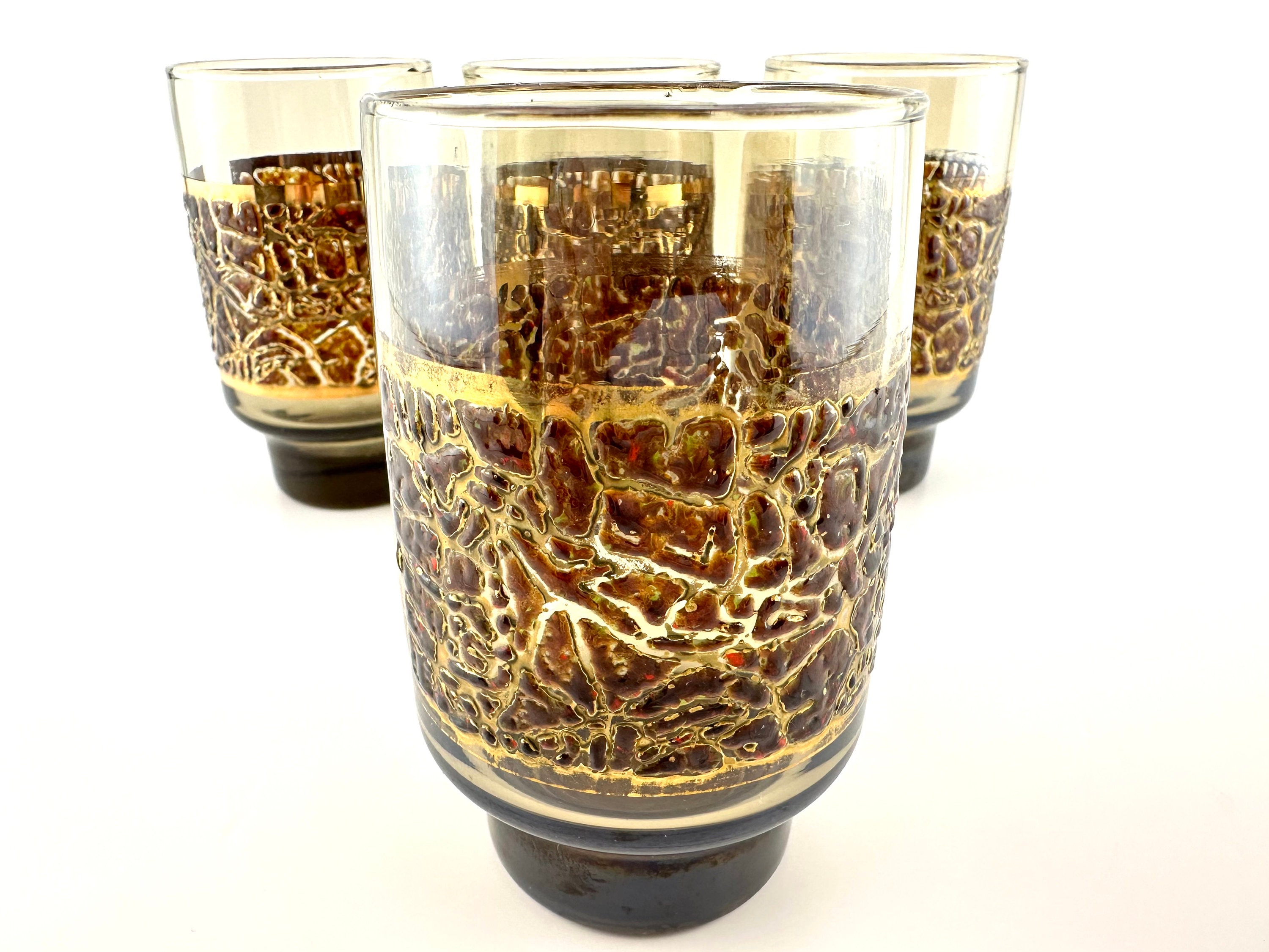 1960's MCM Vintage Art Deco Glass Cocktail Glassware, Set of 4, Mid ...