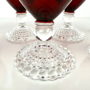 Vintage 1950s Ruby Red Water Goblets With Clear Hobnail Stem Set of 8 ...