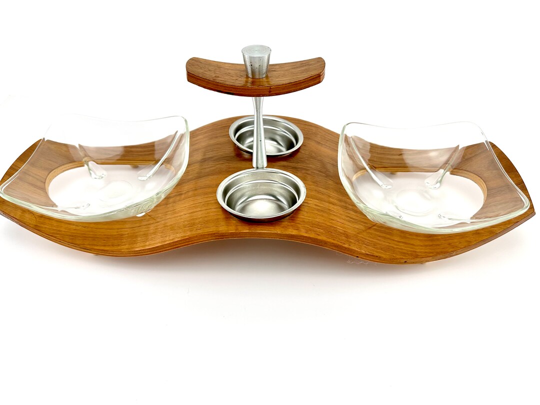 Mid Century Rhythm in Wood Walnut Condiment Caddy, Don Parker Bentwood ...