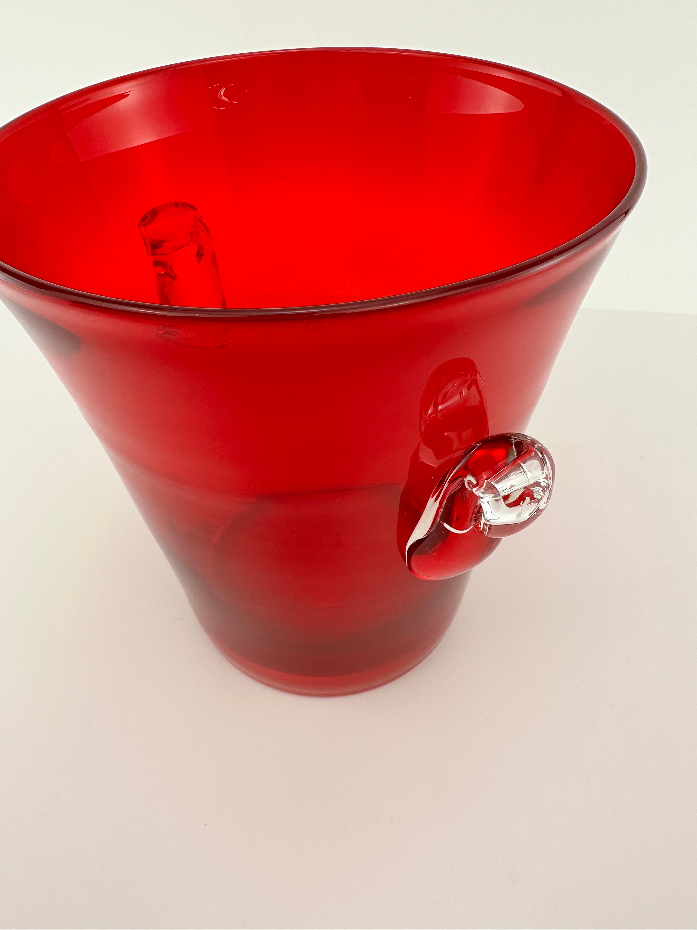 1970s Vintage Italian Glass Red Ice Bucket, Vintage Barware, Vintage ...