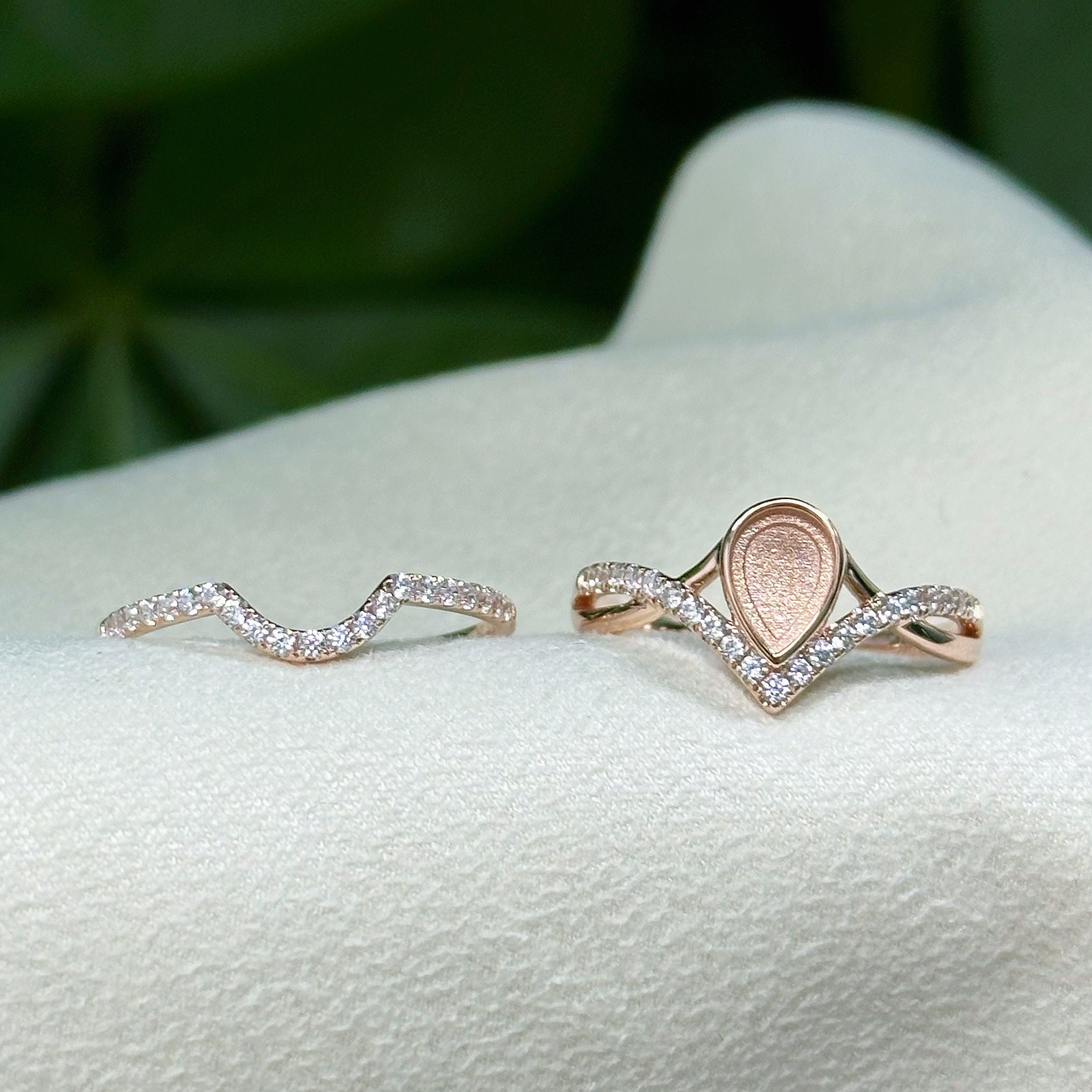 Solid Gold Teardrop Bezel Infinity Breastmilk Ring Set DIY Breastmilk ...