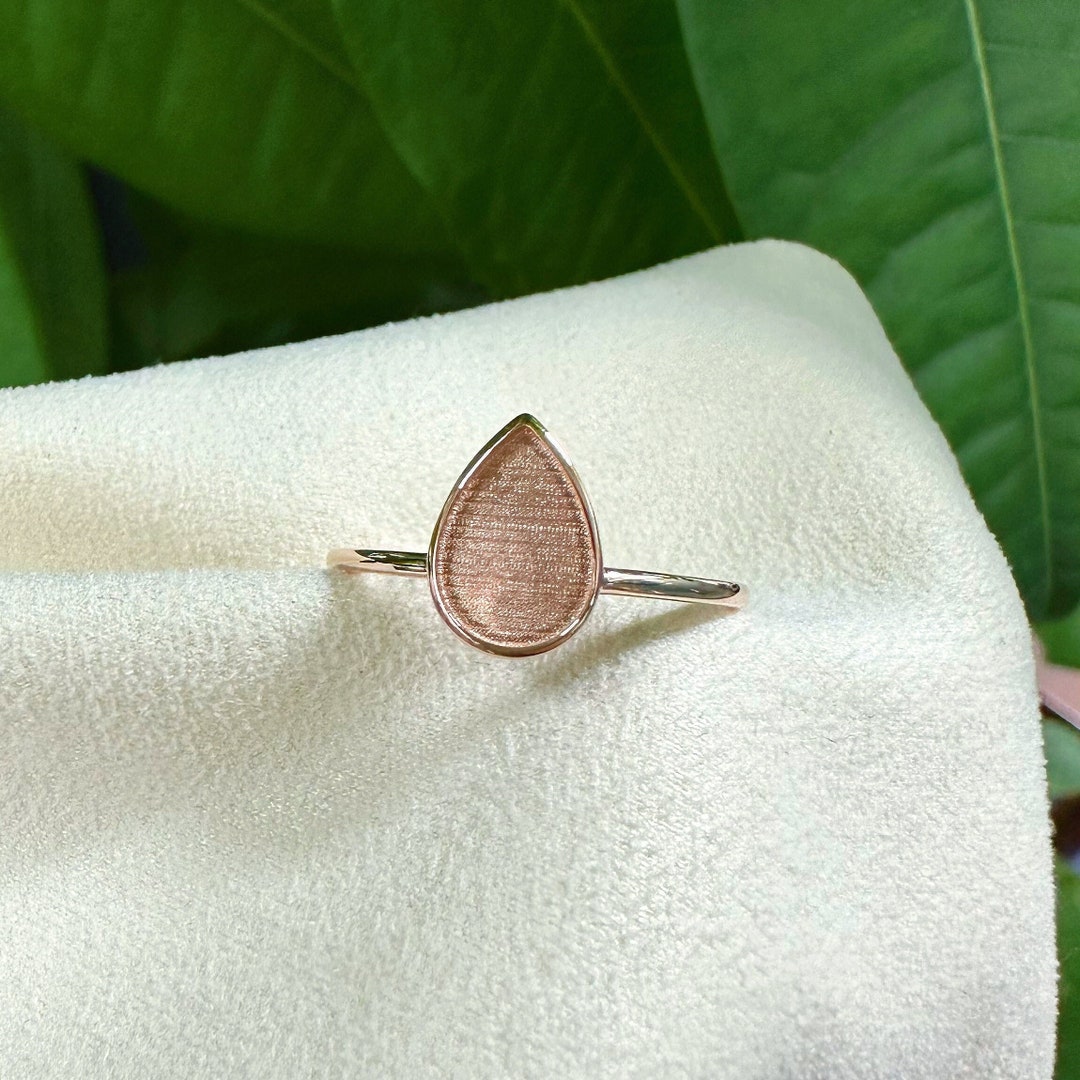 Solid Gold Teardrop Breastmilk Ring Setting Breast Milk Jewelry ...