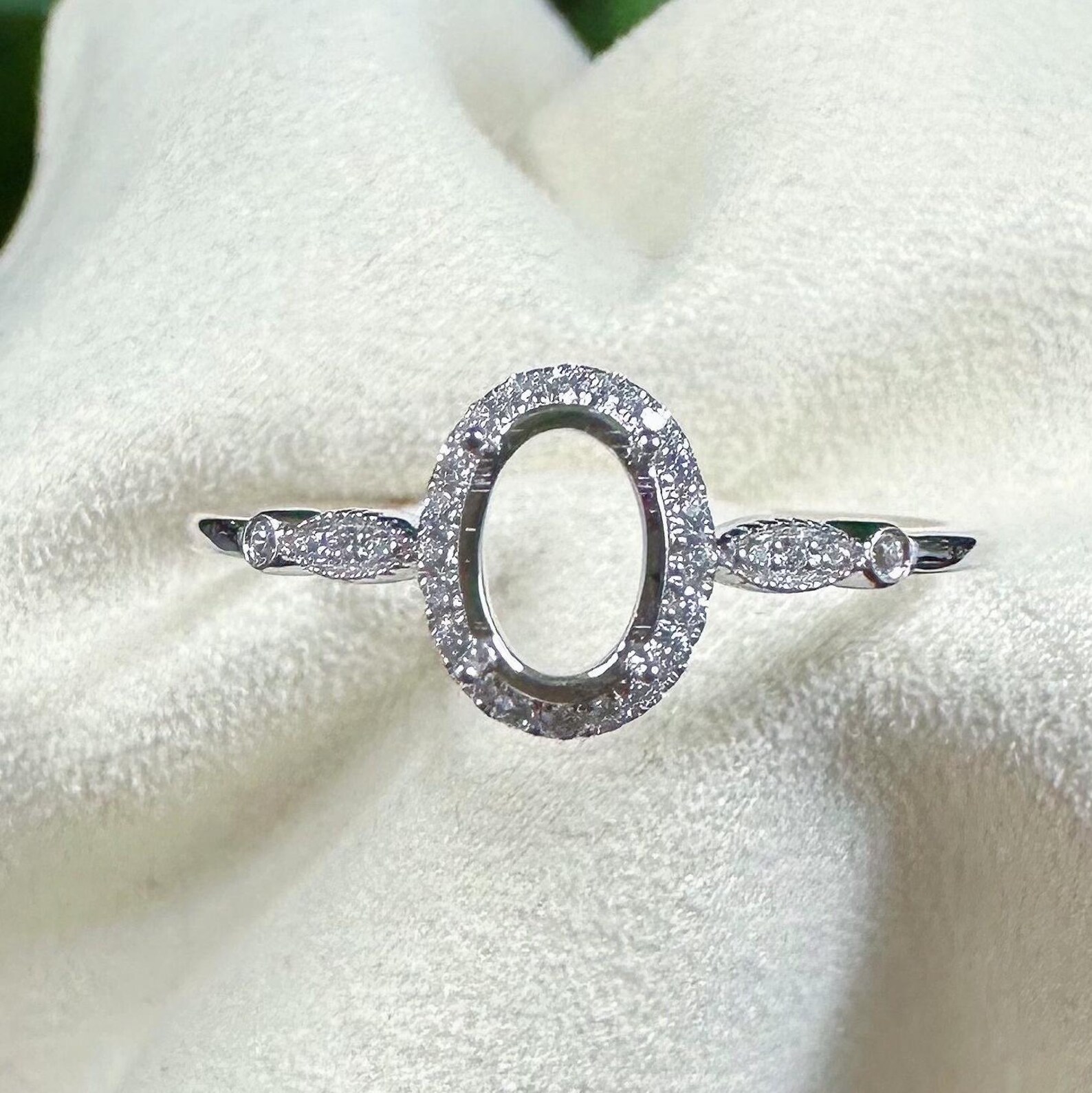 Gold Breast Milk Halo Oval Ring Setting, Birthstone Ring, Breastmilk ...