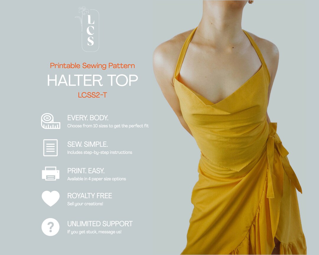 Halter Top Printable Sewing Pattern LCSS2-T - Etsy